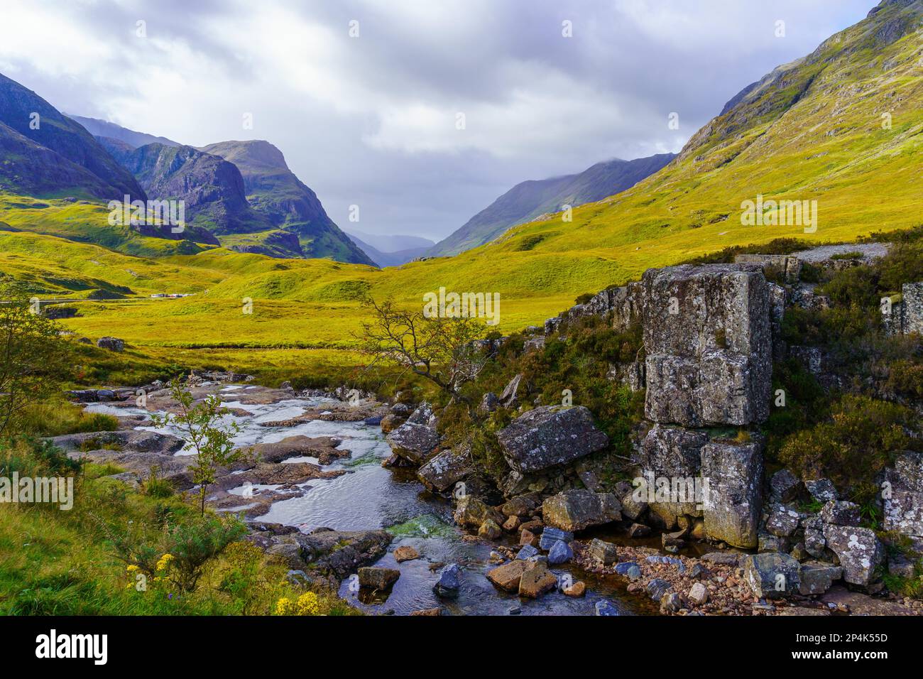 View of the landscape of Glencoe valley, in the West Highlands of ...