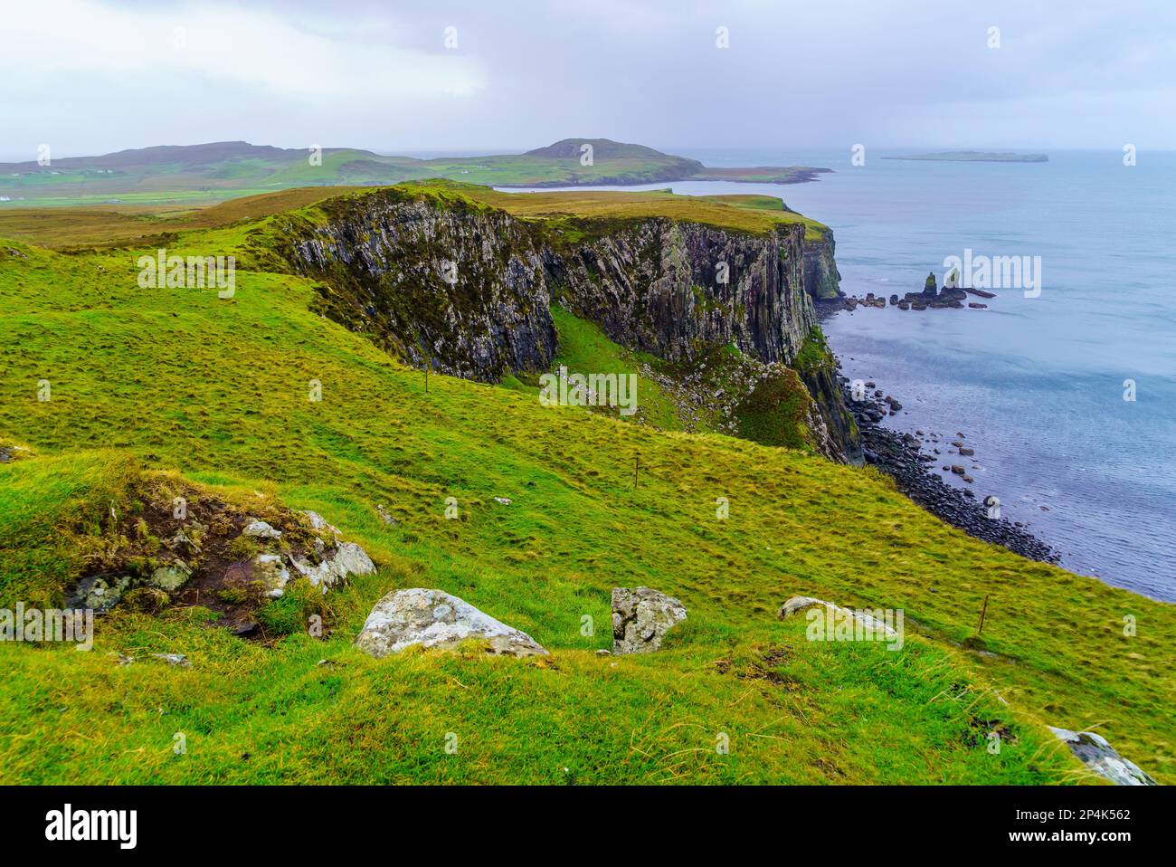 View of coastal landscape, in the Isle of Skye, Inner Hebrides ...