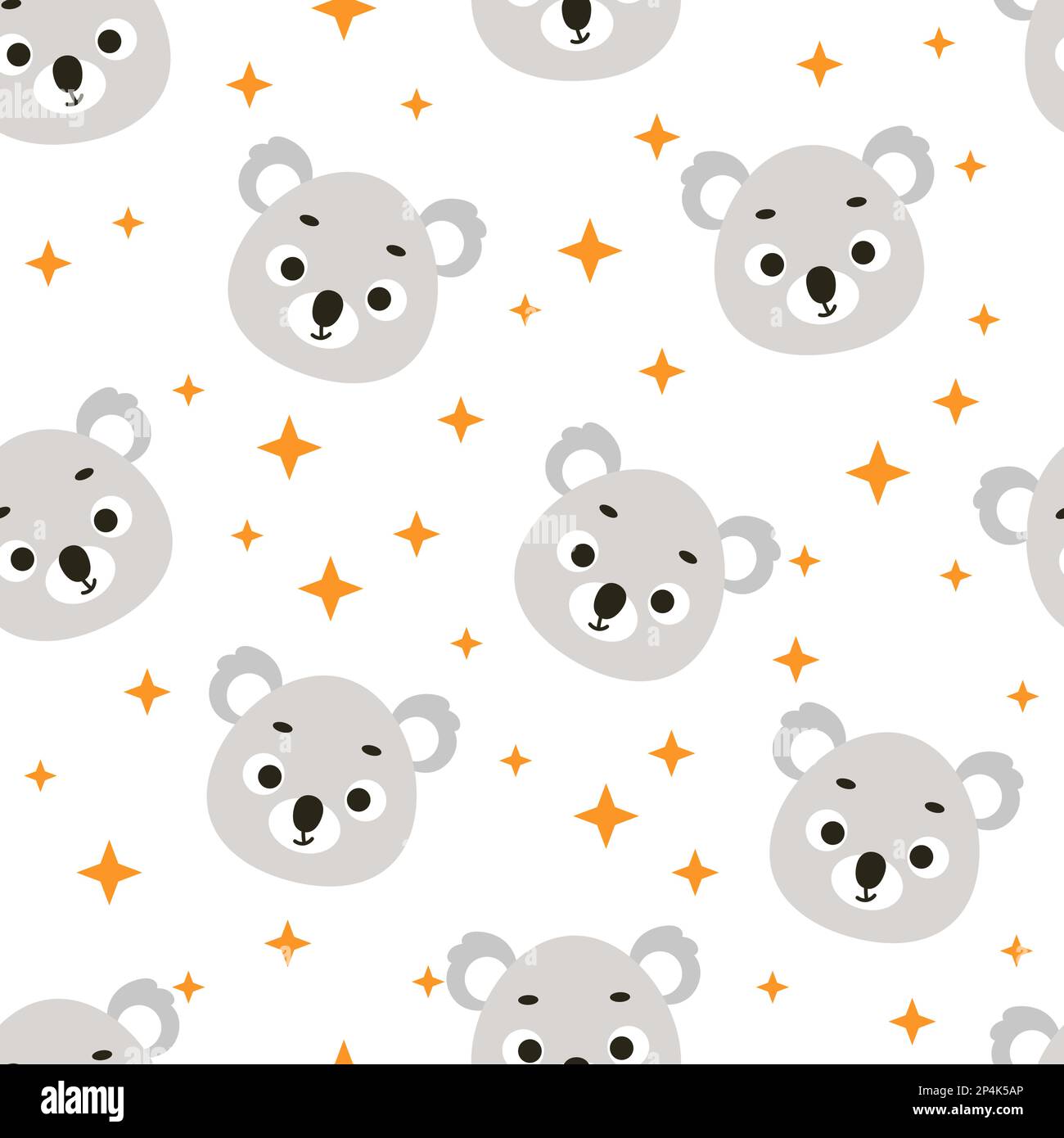 Cute little koala head seamless childish pattern. Funny cartoon animal ...