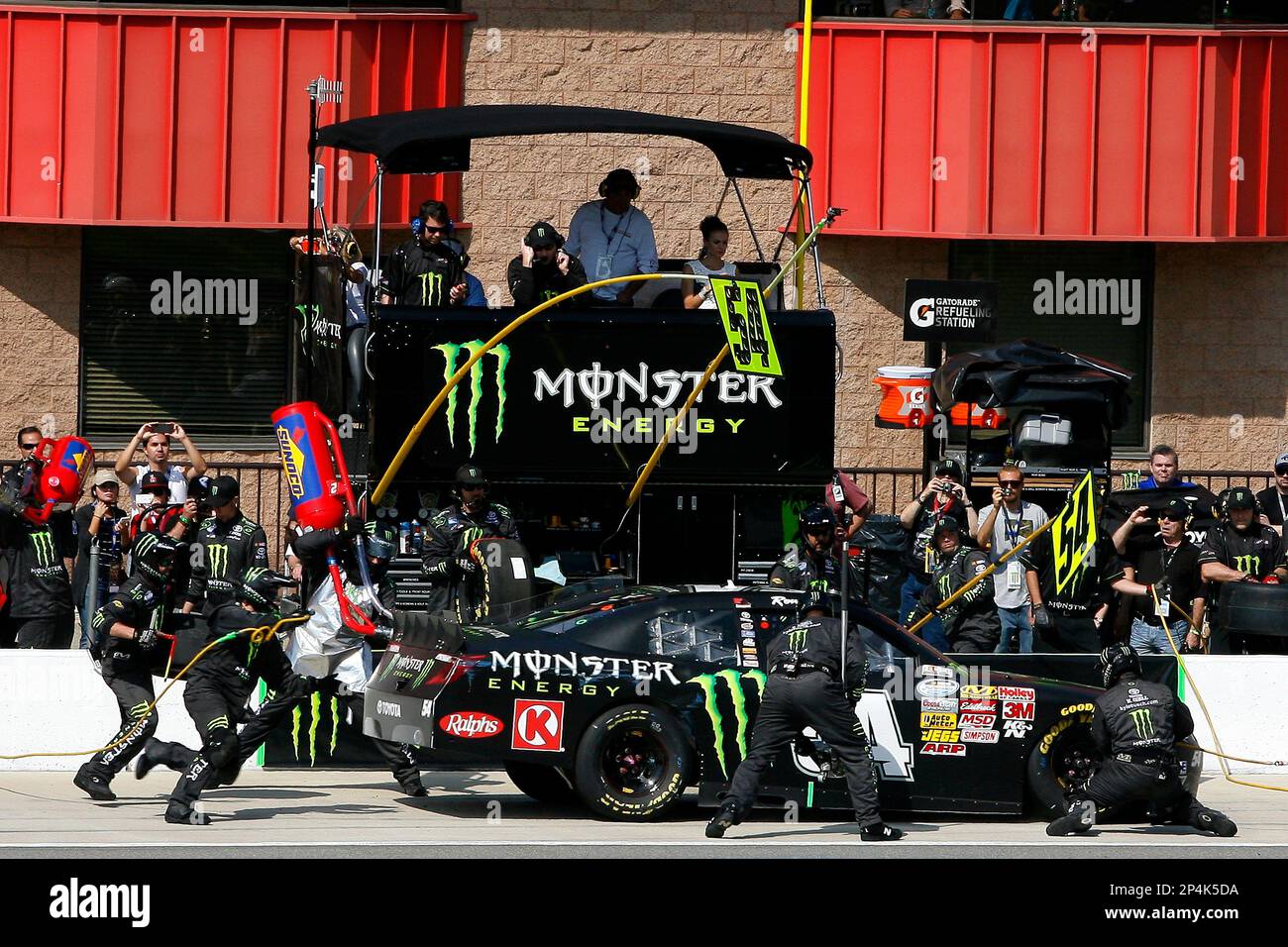Kyle Busch, Monster Energy Toyota Camry makes a pit stop during the ...