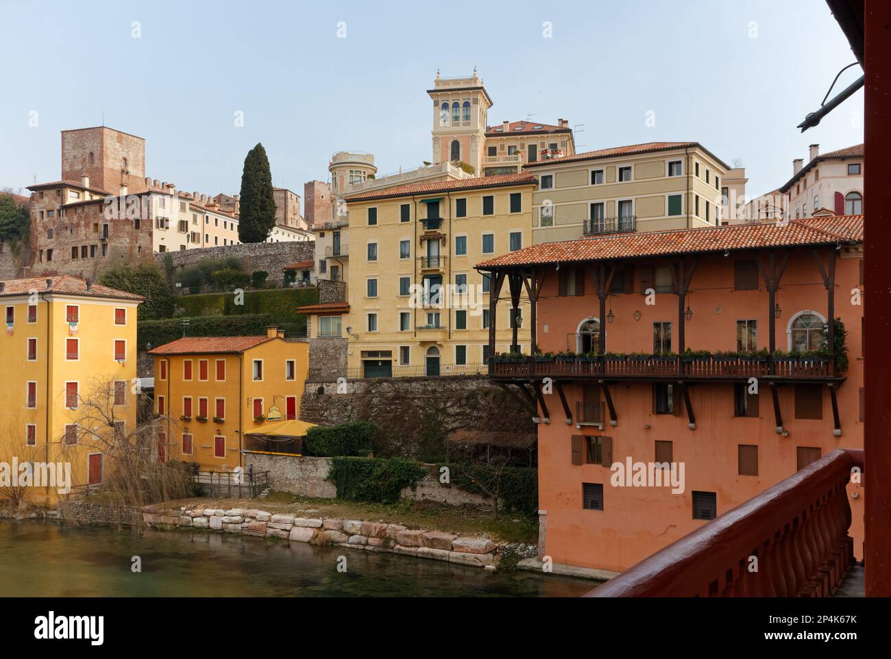 Beautiful historic architectures of Bassano del Grappa, Italy, seen ...