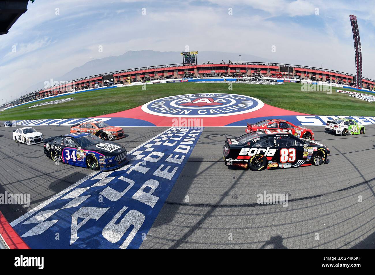 Ryan Truex (83) and David Ragan (34) during the NASCAR Sprint Cup ...