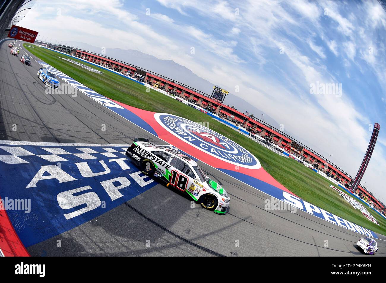 Kyle Busch (18) during the NASCAR Sprint Cup Series Auto Club 400 race ...