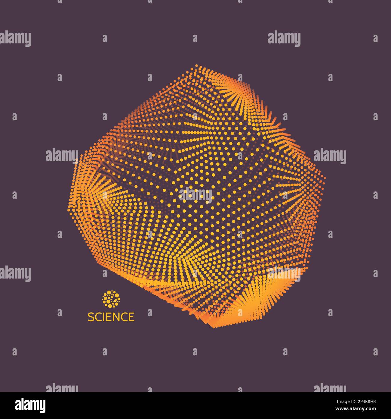 Wireframe Object With Lines And Dots Abstract 3d Connection Structure Technology Style Stock