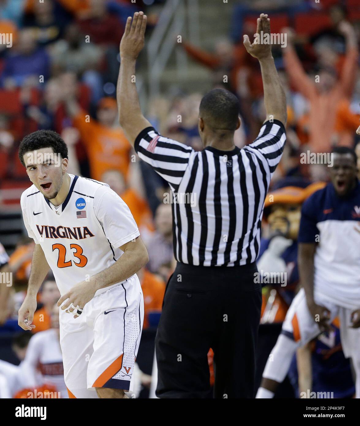 Virginia guard London Perrantes (23) celebrates his goal against ...