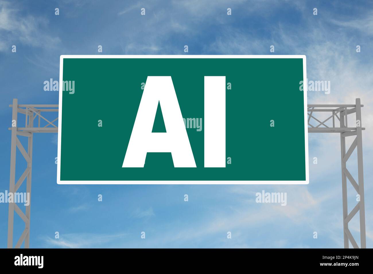Highway road sign with the words ai directing to future of artificial ...