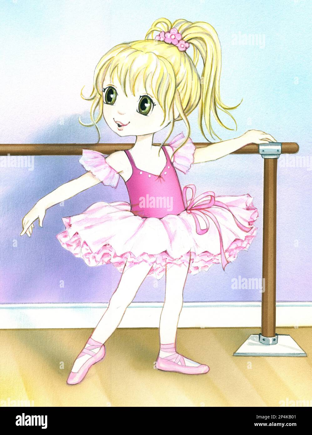 Ballet-Girl in pink tutu at ballet barre Stock Photo - Alamy