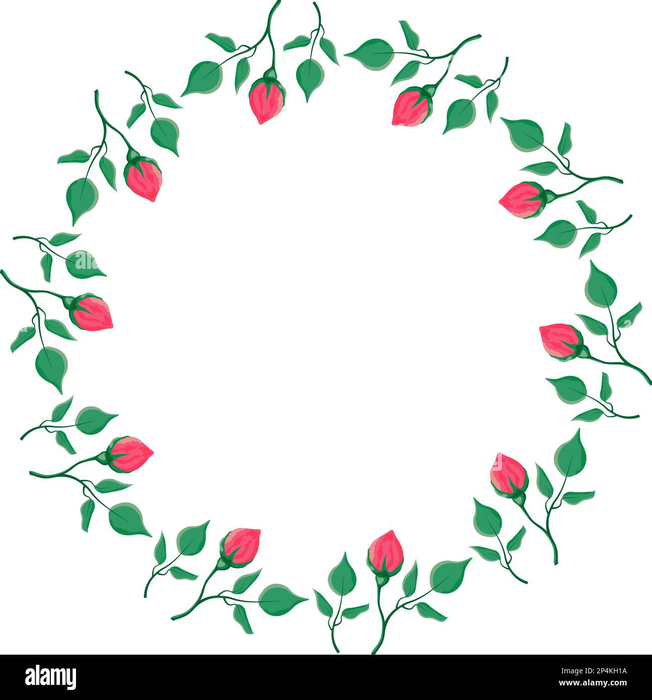 Elegant circle border with floral pattern motif made of pink rose ...