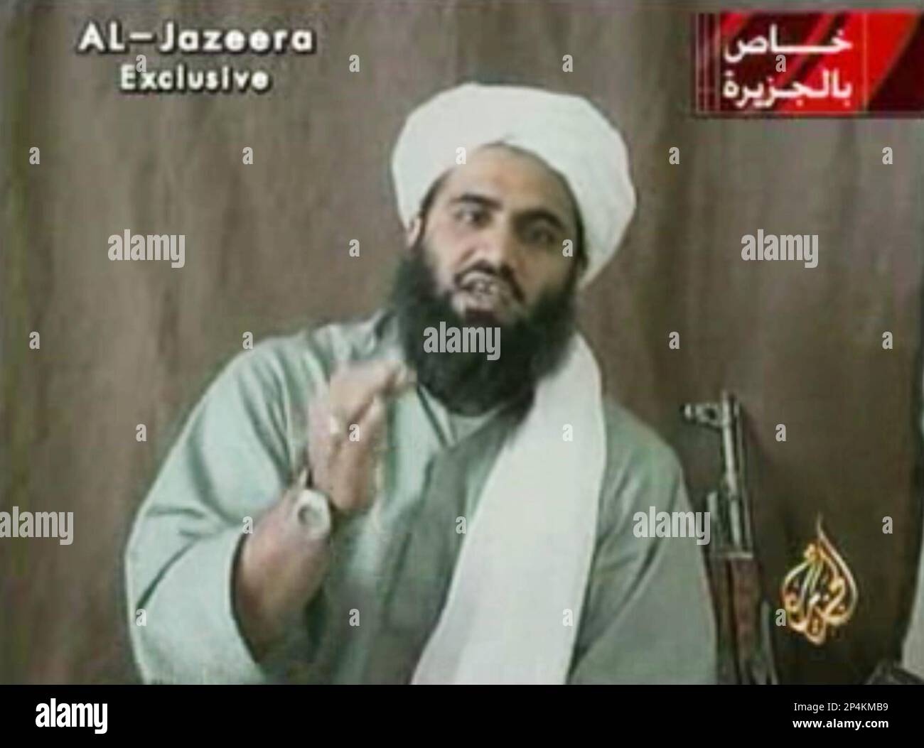 FILE - This image made from video provided by by Al-Jazeera shows Sulaiman Abu Ghaith, Osama bin ...