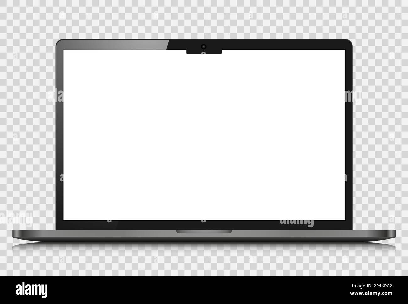 The layout of a modern laptop with a reflection on a transparent ...