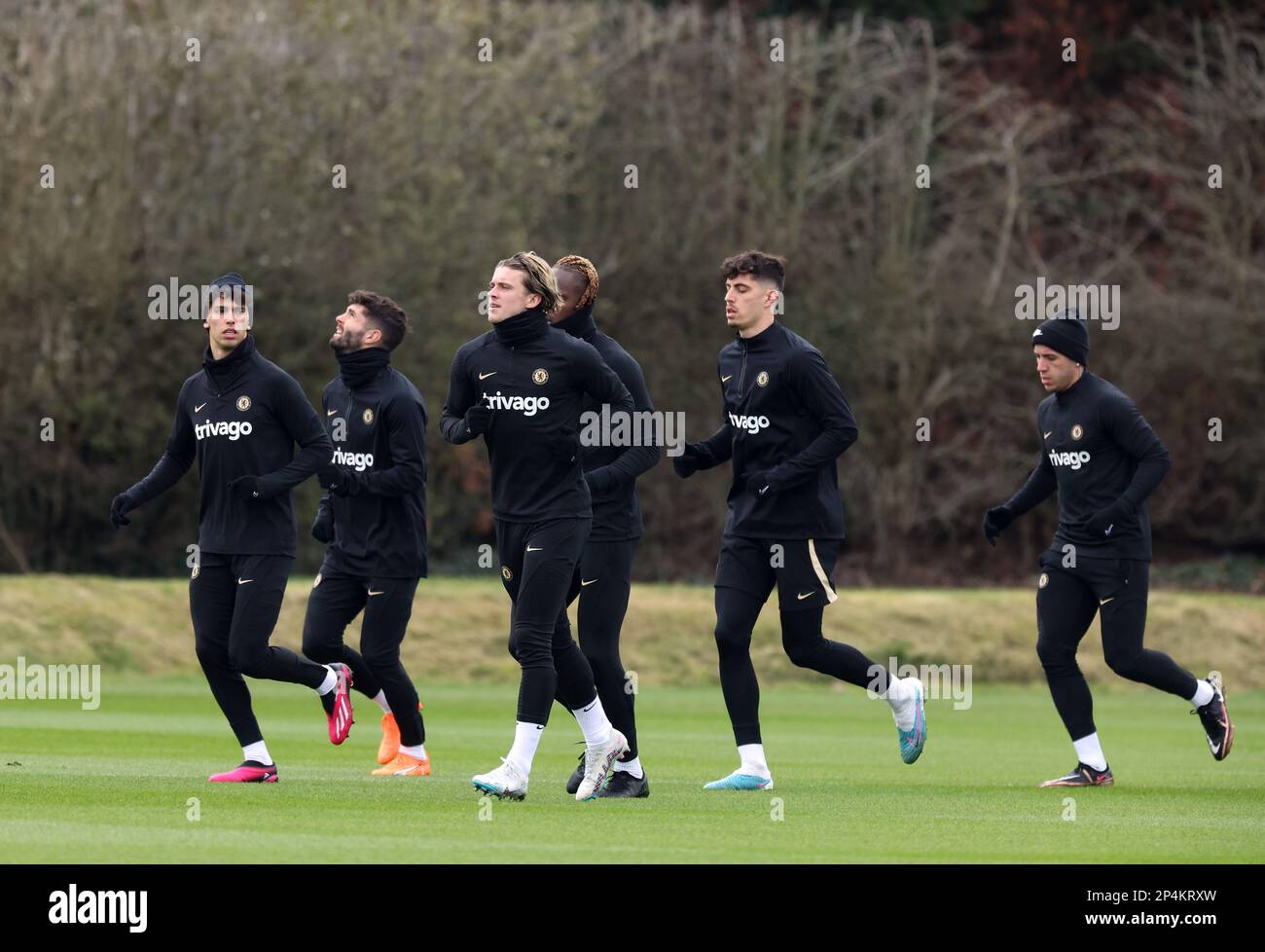 Chelsea’s Conor Gallagher and team-mates during a training session at ...