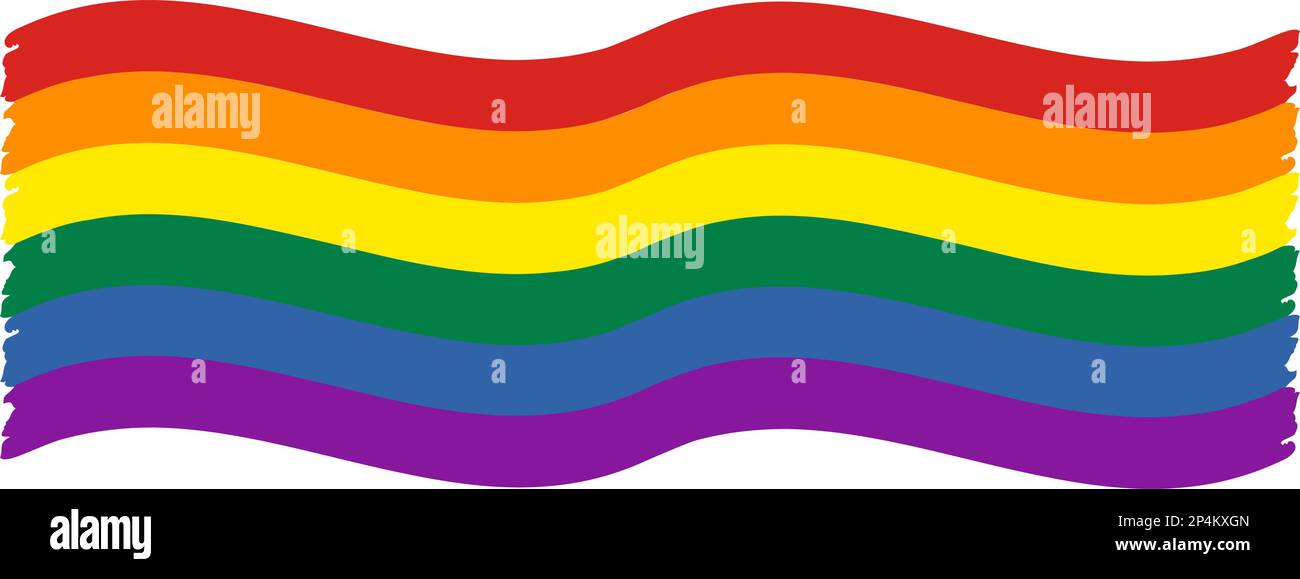 Wide Waving Pride Flag Rainbow Lgbt Symbol Icon Flat Vector
