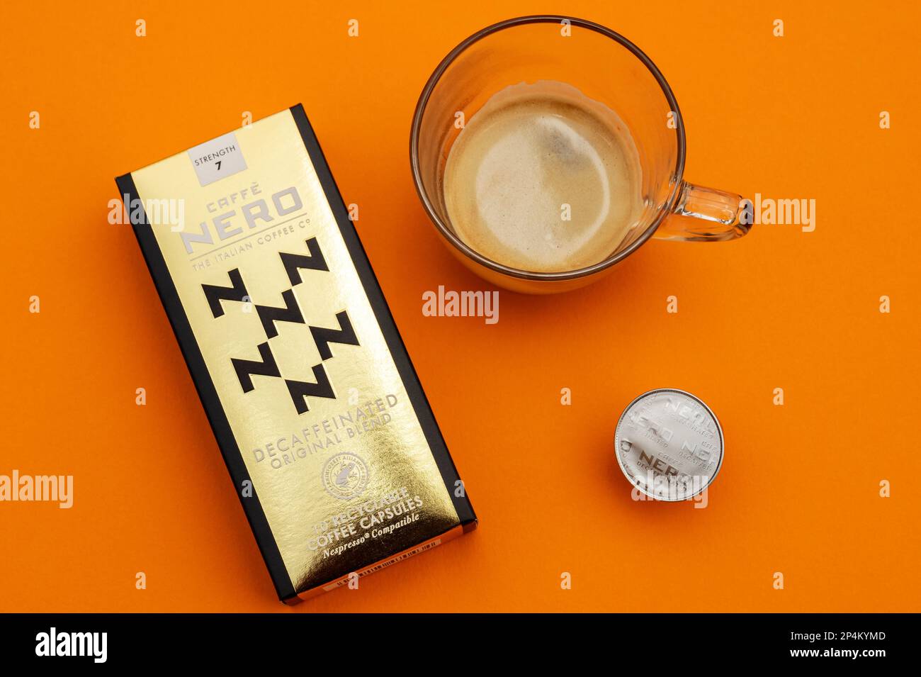 Cafe Nero decaffeinated Nespresso compatible capsules Stock Photo - Alamy