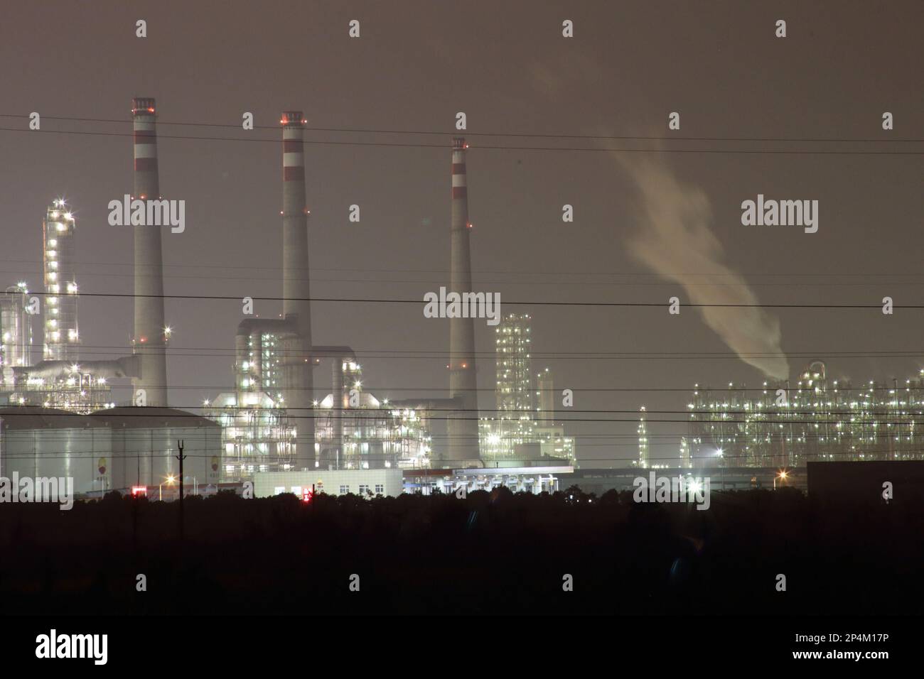 A view of oil refinery and chemical plant built by the China National ...
