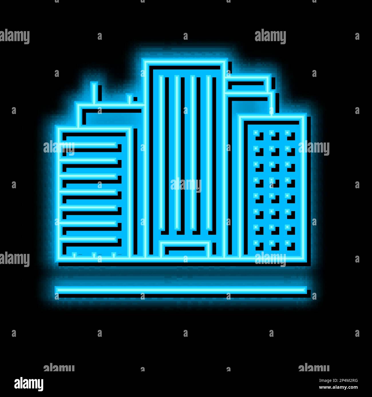 land of high rise buildings neon glow icon illustration Stock Vector ...