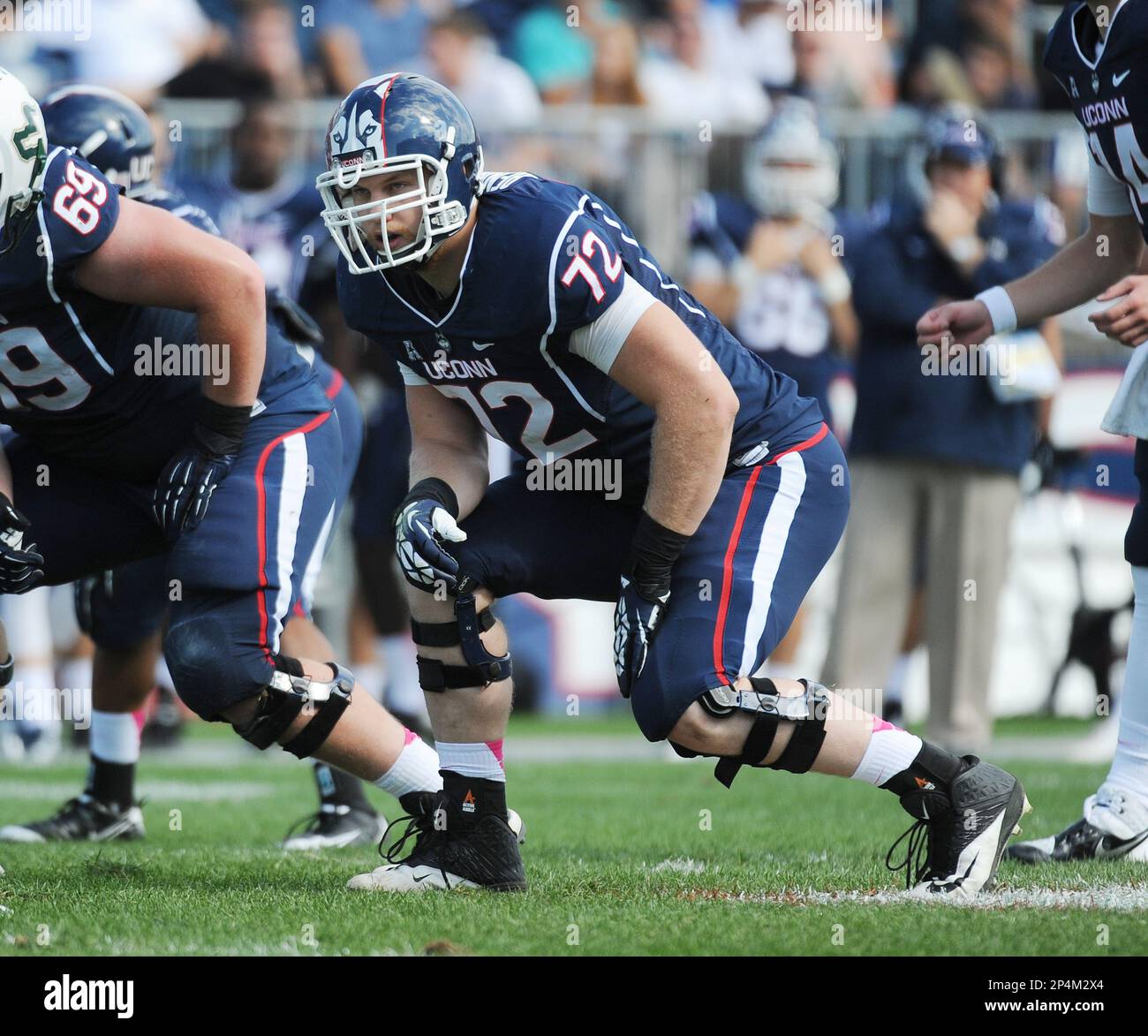 University of Connecticut Huskeys offensive lineman Jimmy Bennett (72 ...