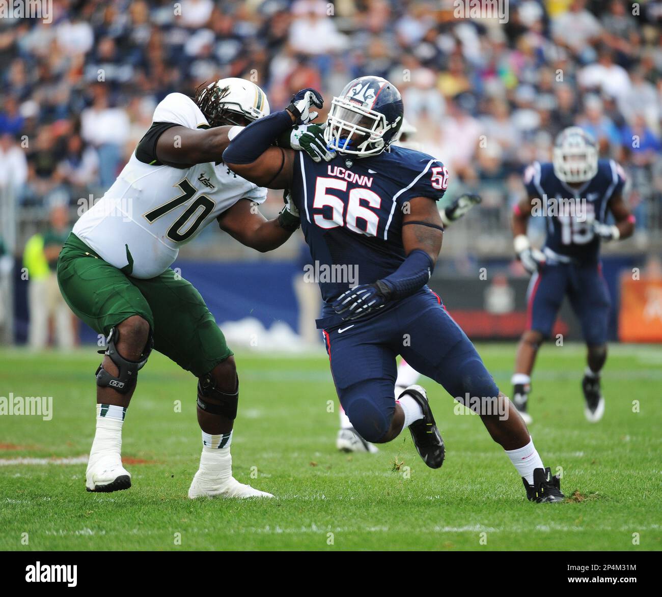 University of Connecticut Huskeys defensive lineman Angelo Pruitt (56 ...