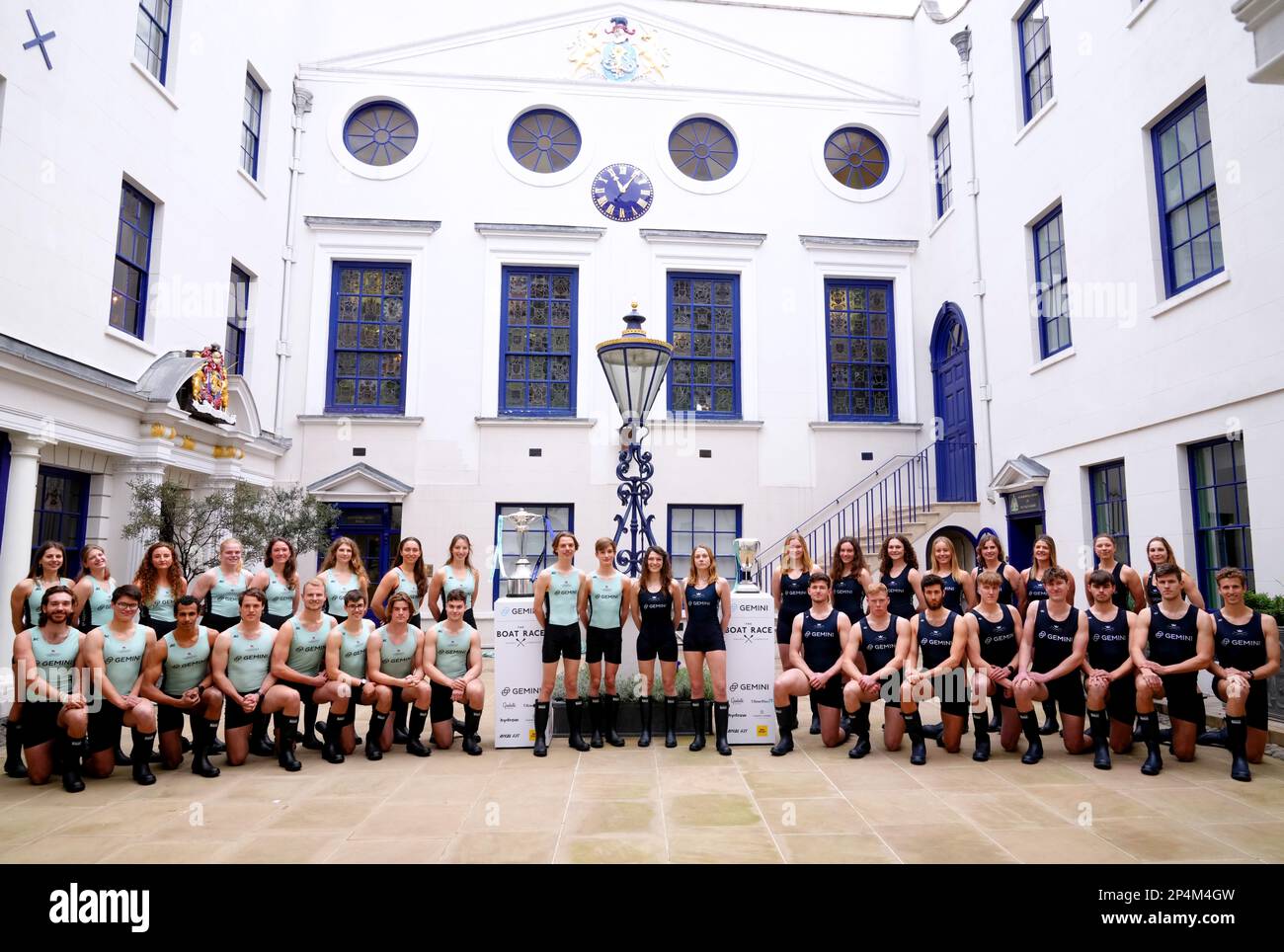 Cambridge cox's Jasper Parish, James Trotman and their teams pose for a ...