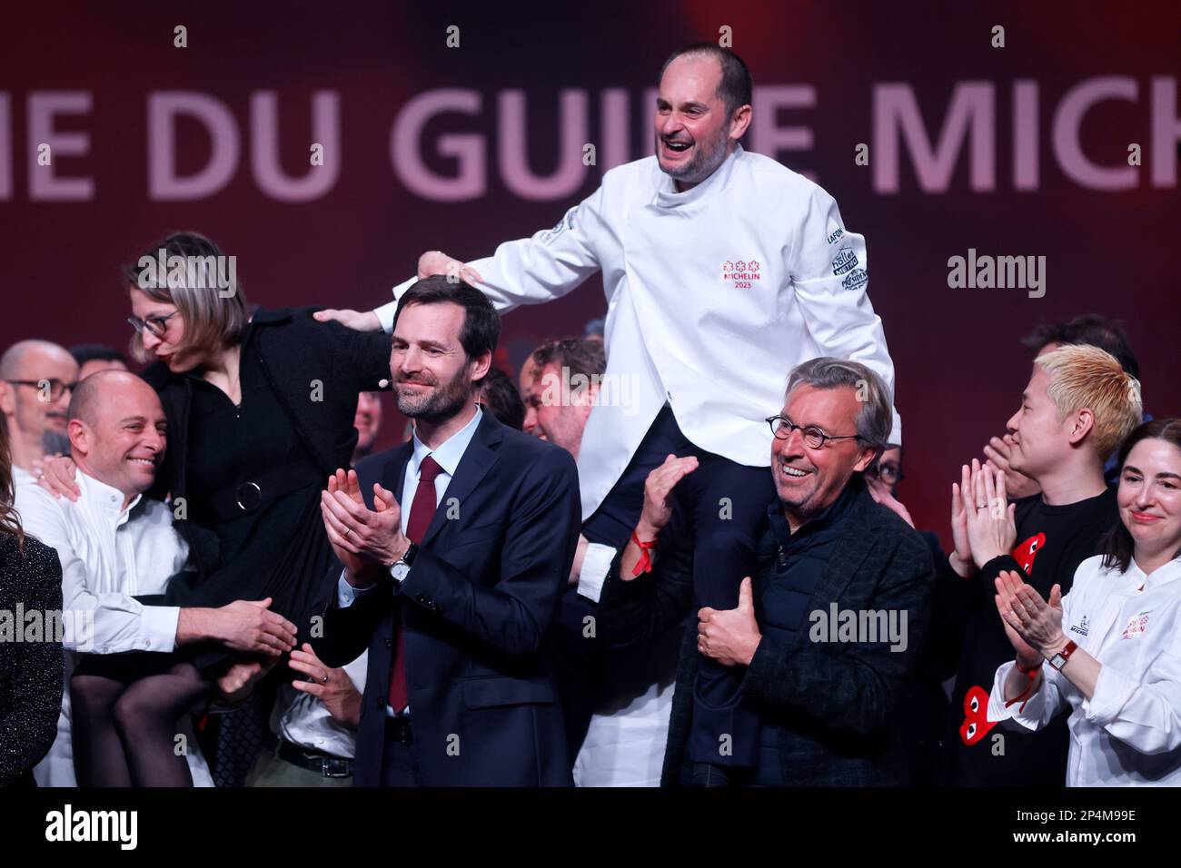 French chef Alexandre Couillon and his wife Celine, second left, is ...