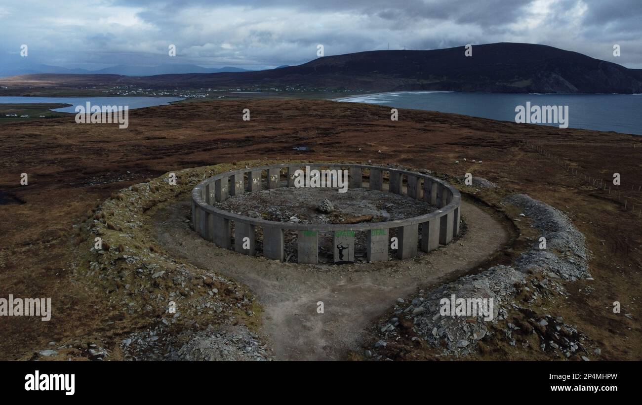 A general view of the controversial Achill-Henge sculpture on Achill ...