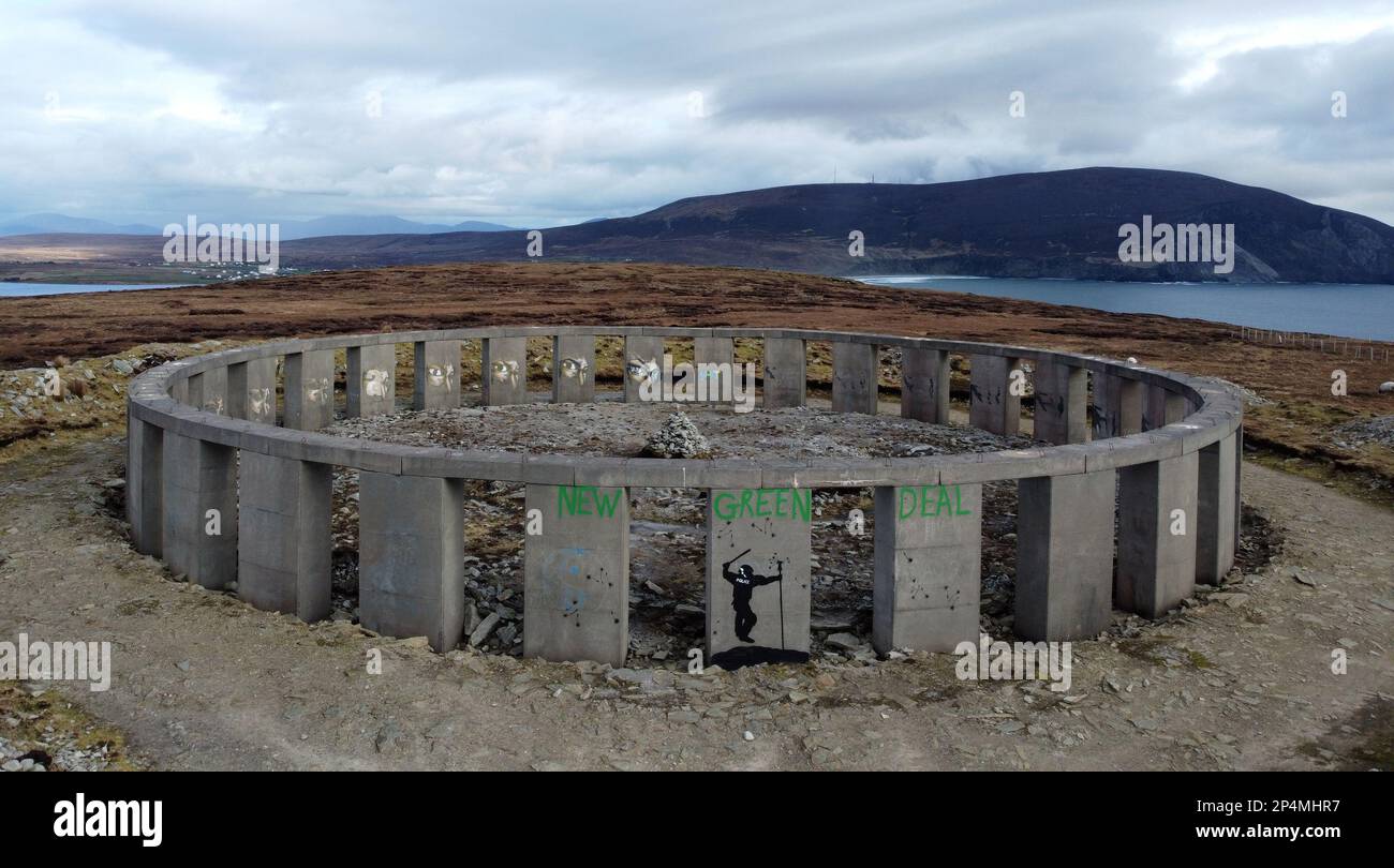 A general view of the controversial Achill-Henge sculpture on Achill ...