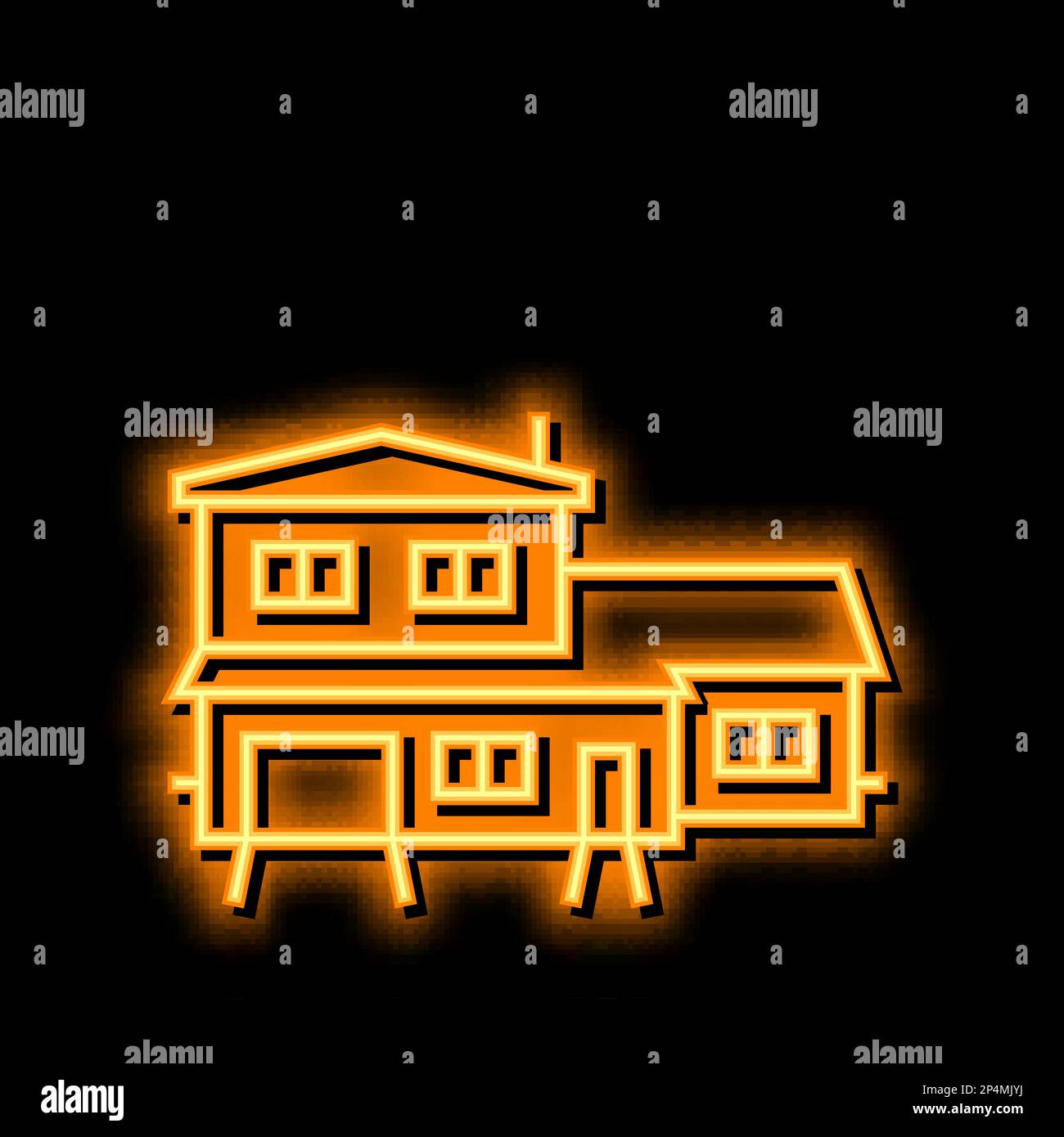 split-level house neon glow icon illustration Stock Vector Image & Art ...