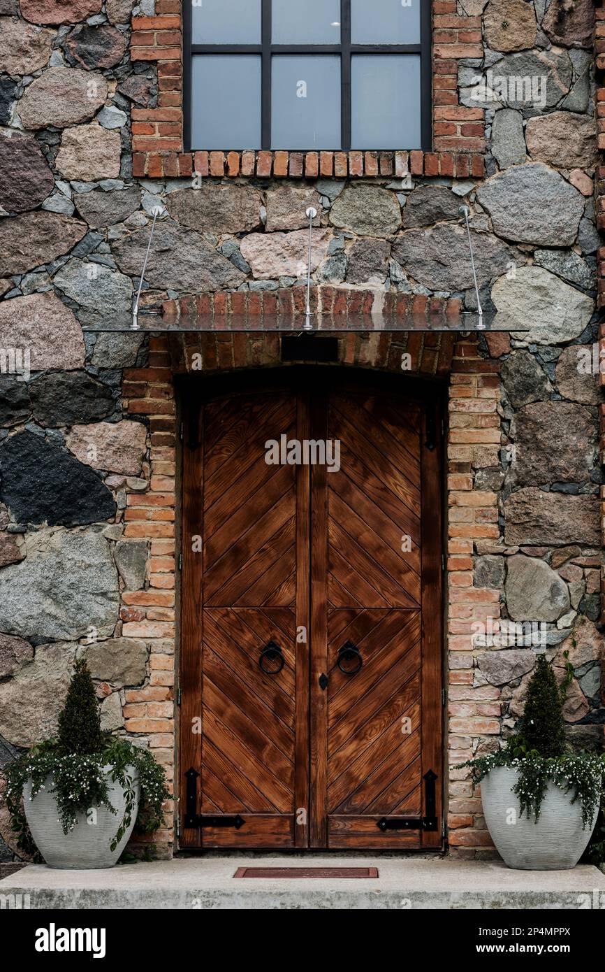 an old estate made of stone. Traditional Old House. historic ...