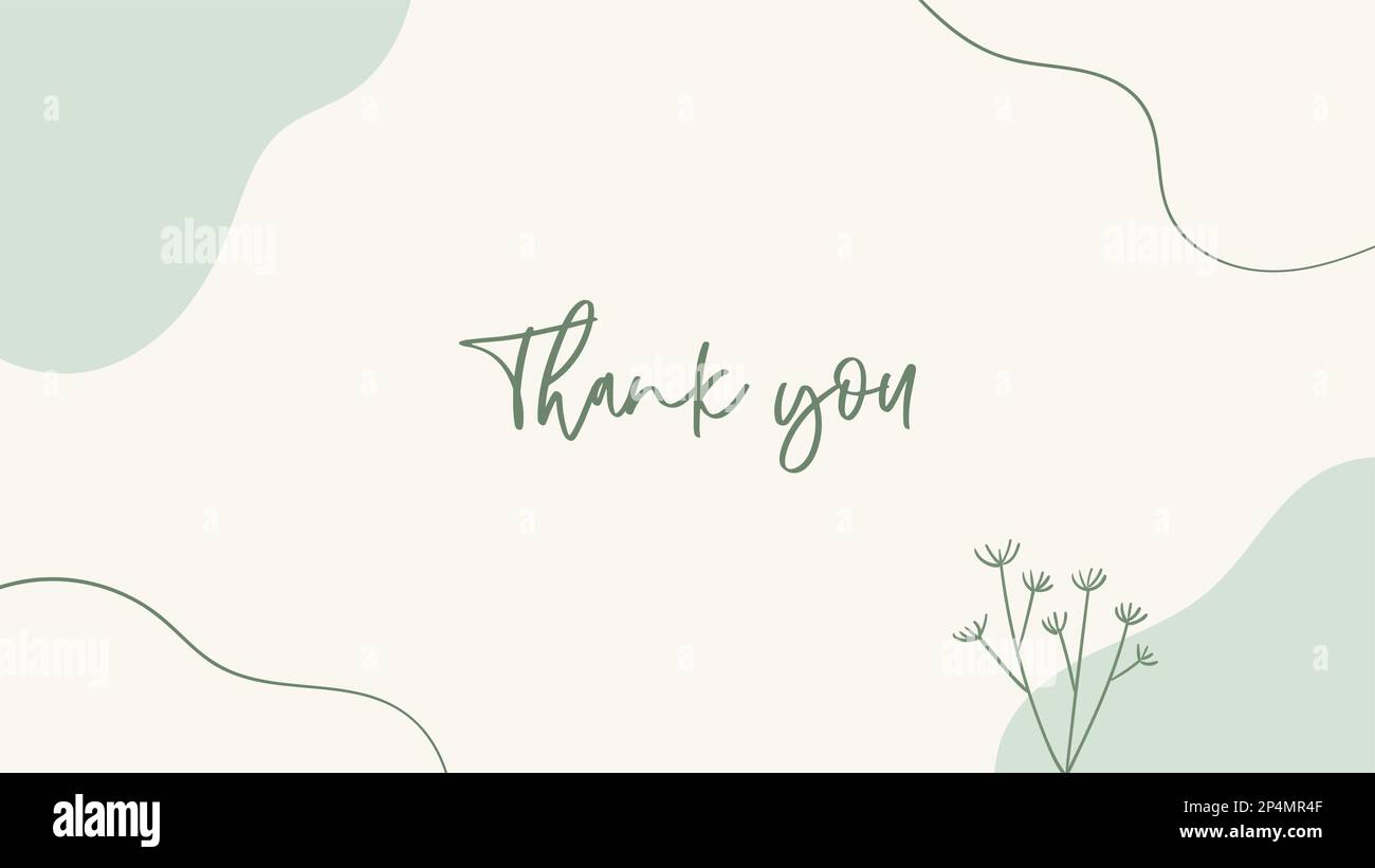 Thank you card, presentations vector template. Natural green minimal ...