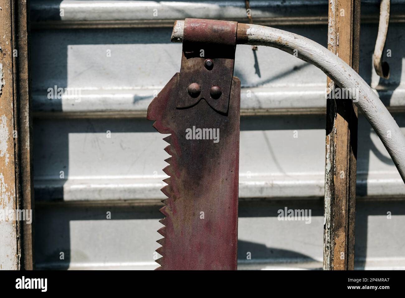 part of saw blade teeth. blade of saw. large teeth of an old saw Stock ...