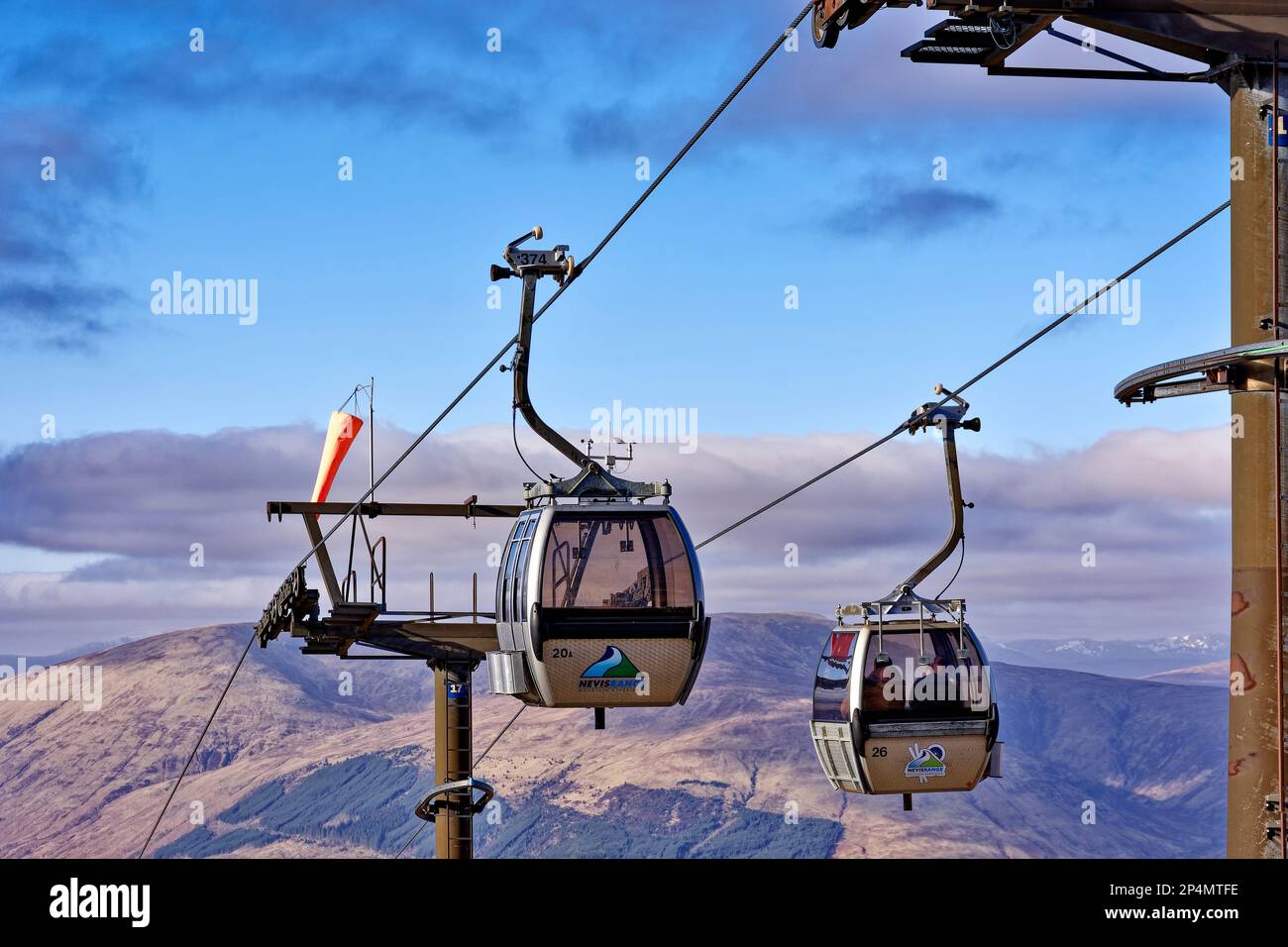 Fort William Aonach Mor Mountain Nevis Range two gondolas at the top of ...
