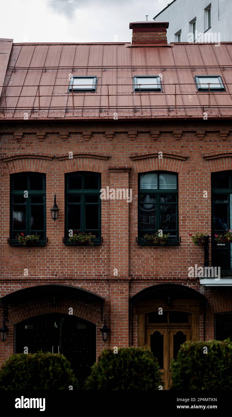 old brick historical building of Europe. Red Vintage architecture Stock ...