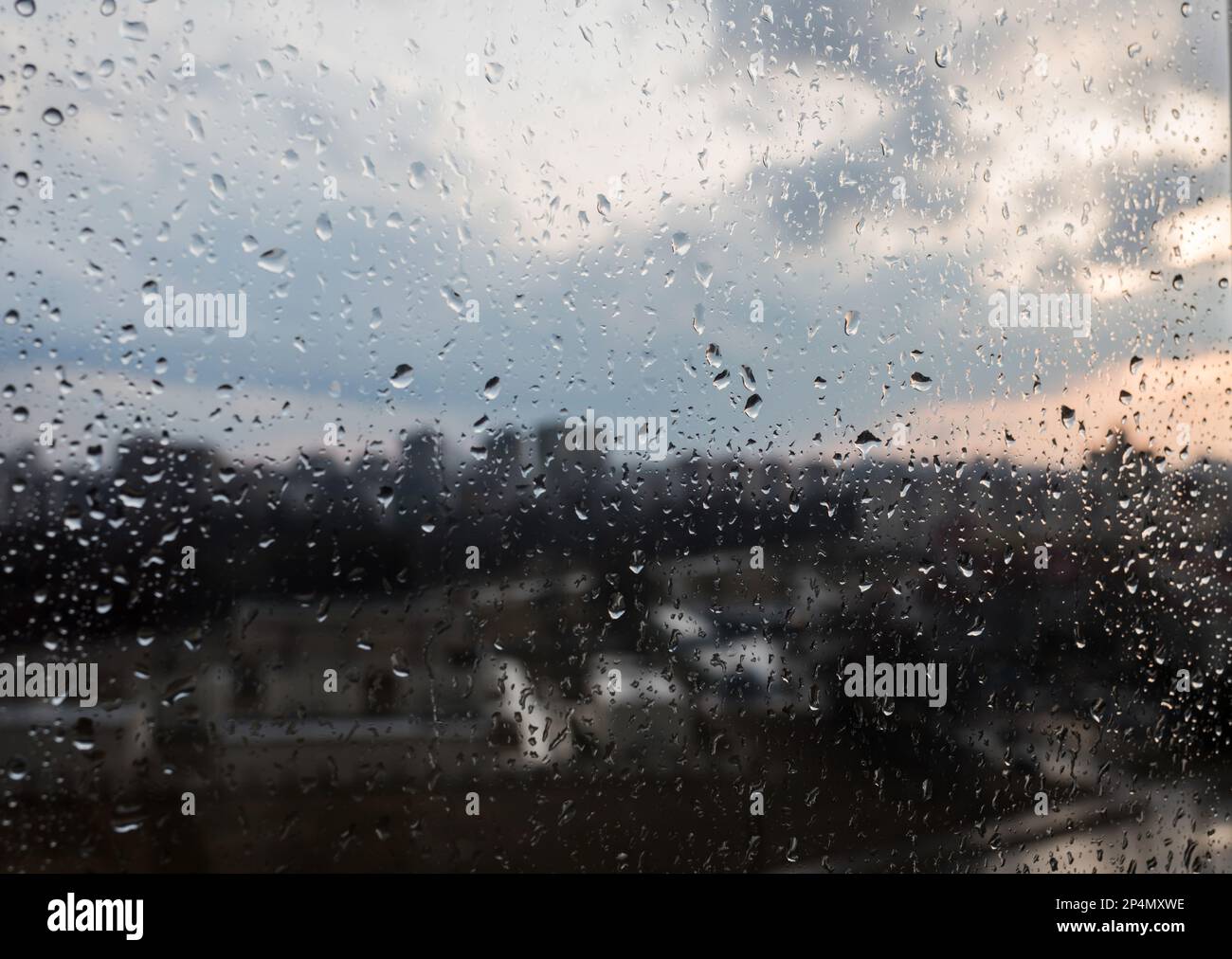 glass with natural water drops. raindrops on window Stock Photo - Alamy
