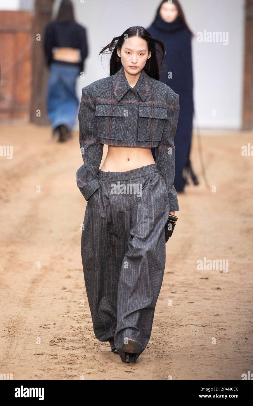 A model wears a creation as part of the Stella McCartney Fall/Winter 2023-2024 ready-to-wear ...