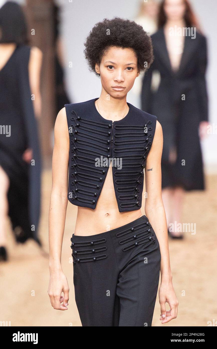 A model wears a creation as part of the Stella McCartney Fall/Winter 2023-2024 ready-to-wear ...