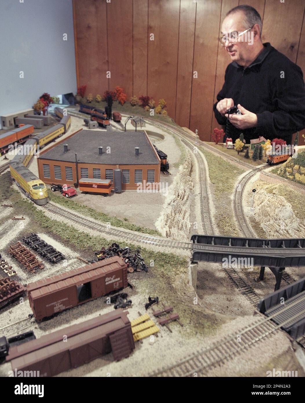 In this photo taken on Feb. 12, 2014, Mike Bubrick controls a train in ...