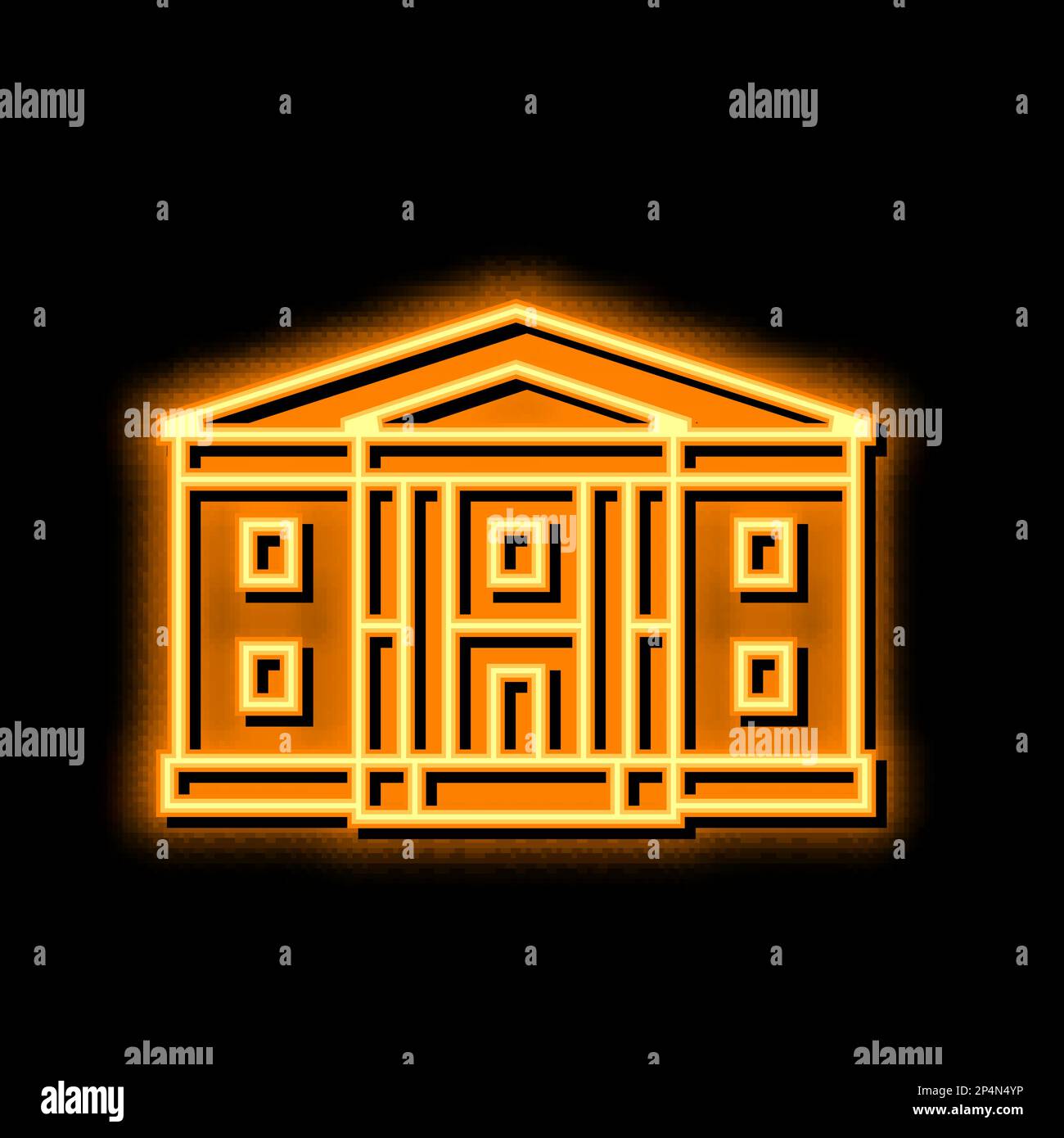 Greek Revival House Neon Glow Icon Illustration Stock Vector Image