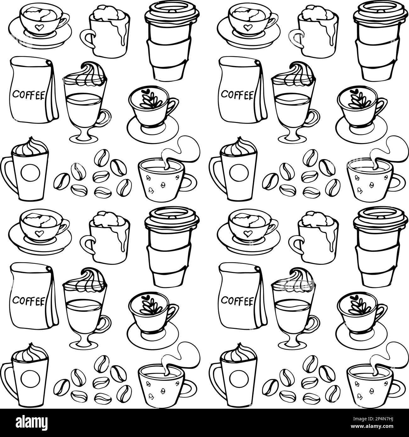 Seamless cup coffee and bakery Stock Photo - Alamy