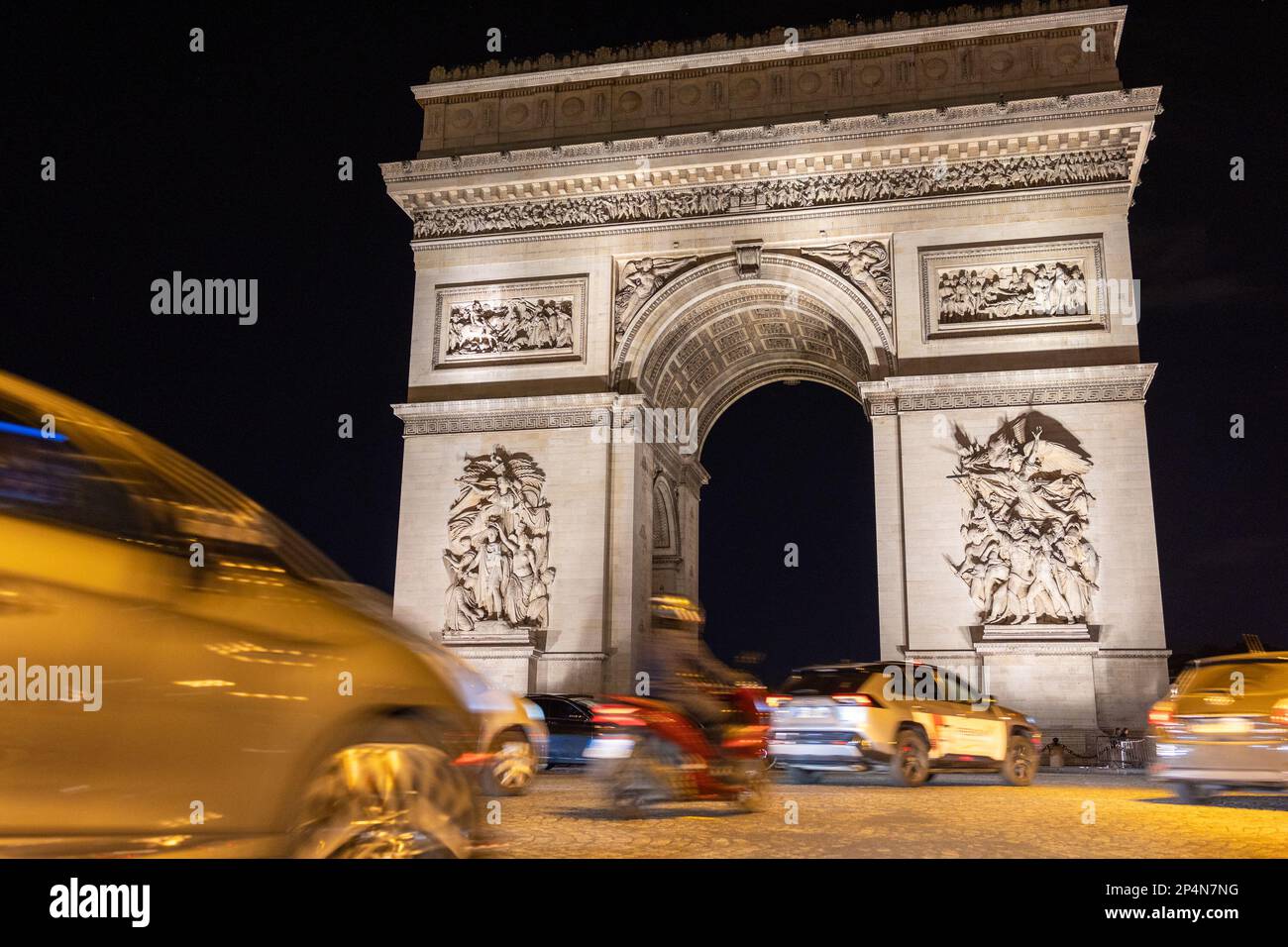 The Victory Gate in Paris. Arc de Triomphe and Champs Elysees Stock ...