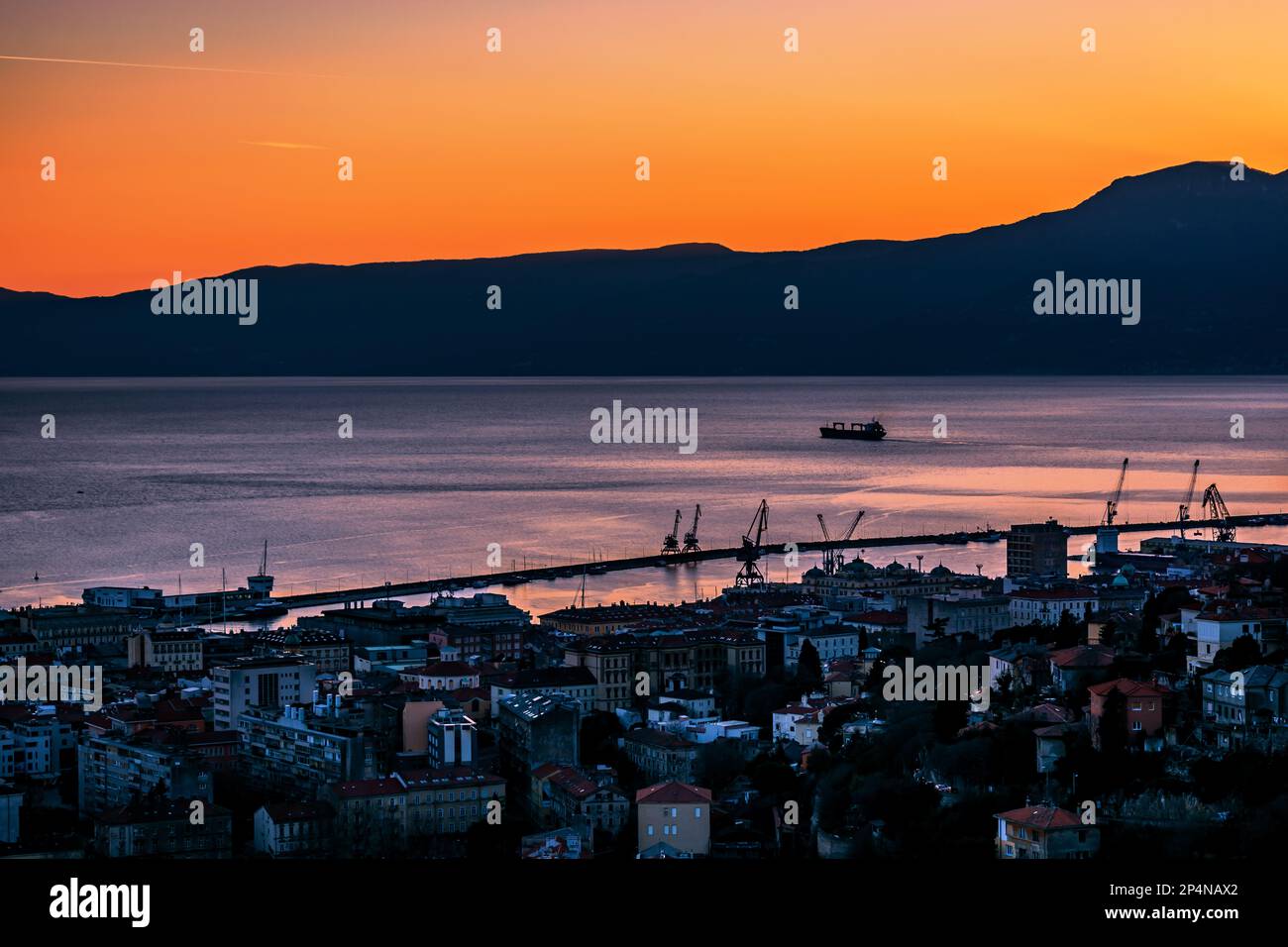 CROATIA : SUNSET SCENERY OVER RIJEKA FROM CASTLE TRSAT Stock Photo - Alamy