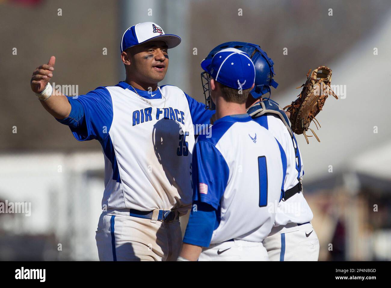 Air Force Falcons first baseman Seth Kline (35) celebrates following ...