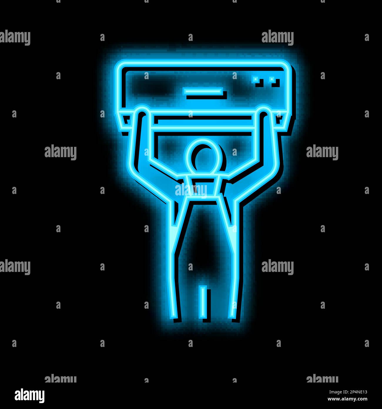 air conditioning installation neon glow icon illustration Stock Vector ...