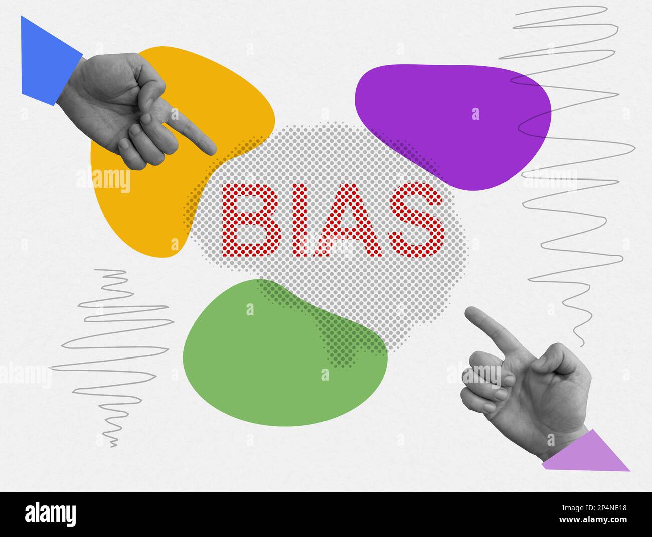 Symbolic collage about bias with hands and brain Stock Photo - Alamy