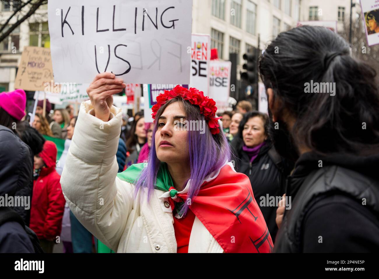 'Stop killing up' placard, 'Million Women Rise' annual march against ...