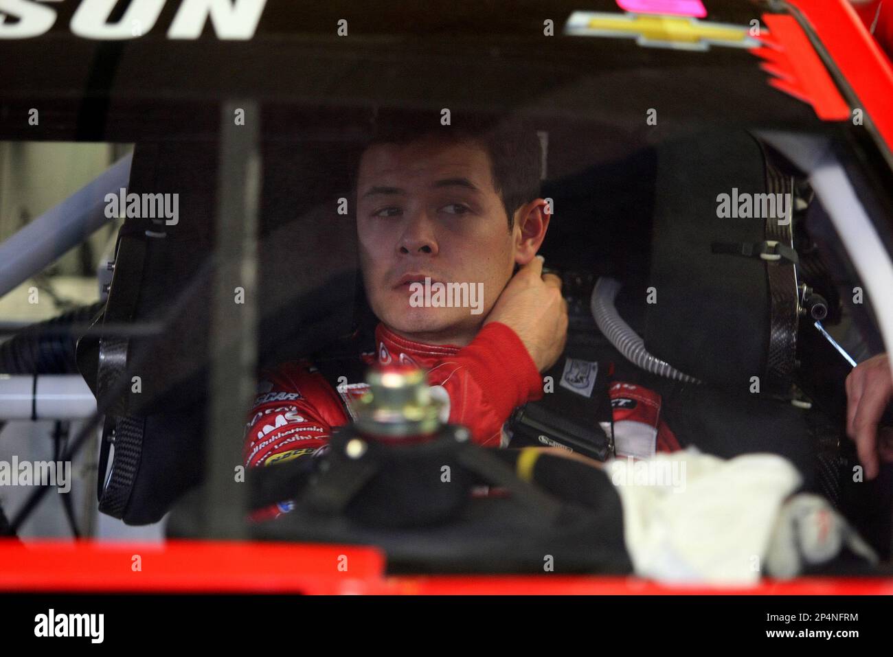 Driver Kyle Larson is seen in his car during the 56th Annual NASCAR ...