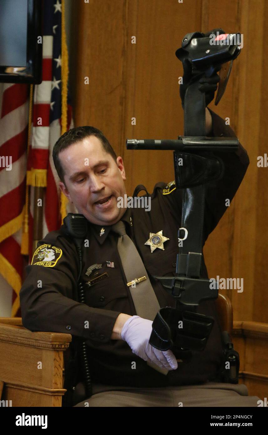 Mason County Sheriff Department Chief Deputy Steve Hansen displays the ...