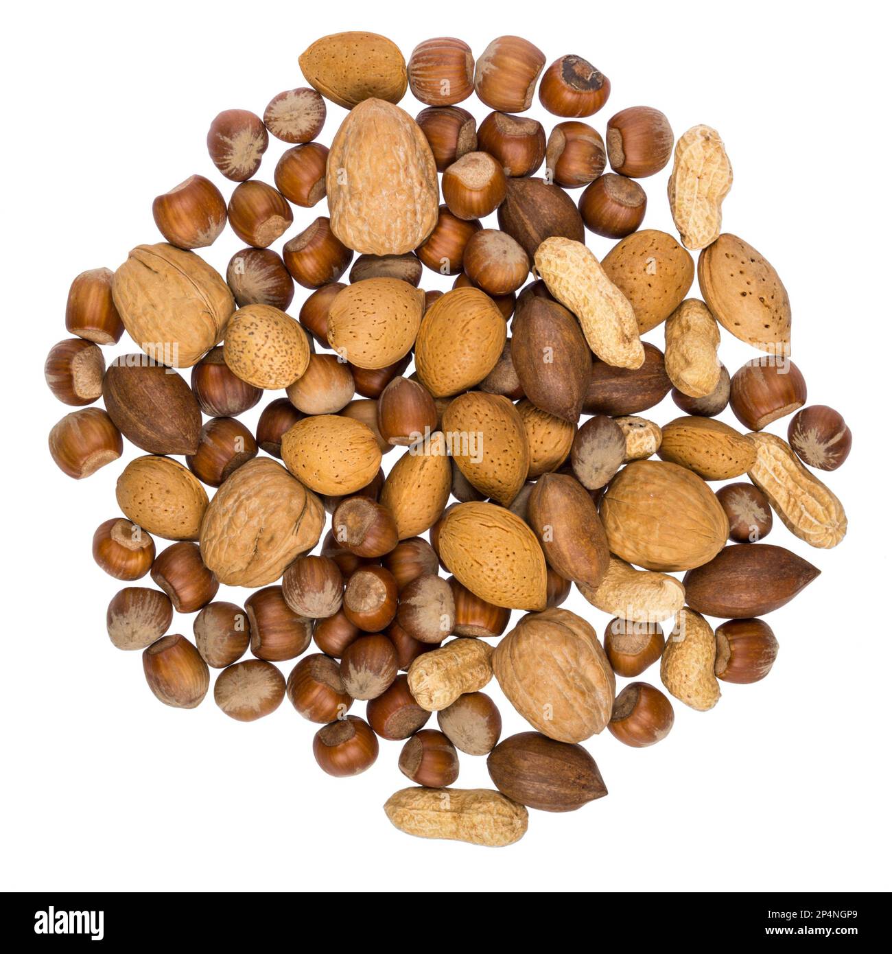 Assorted mix of nuts in shells arranged in a circle Stock Photo - Alamy