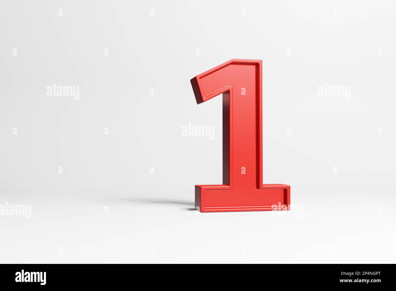Red plastic toy block number 1 on white background. Illustration of the ...