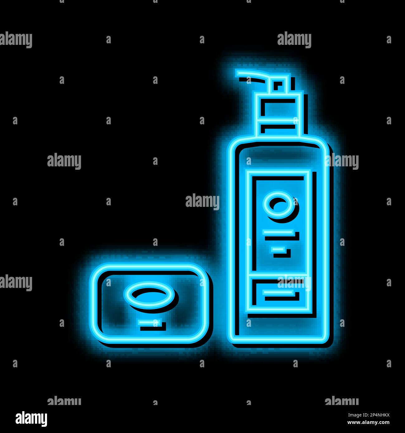 soap and hand cleanser packaging neon glow icon illustration Stock ...