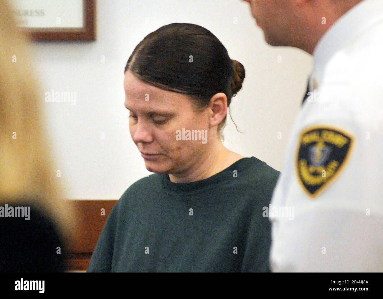 Julie Corey stands in Worcester, Mass., Superior Court Tuesday, Feb. 18 ...