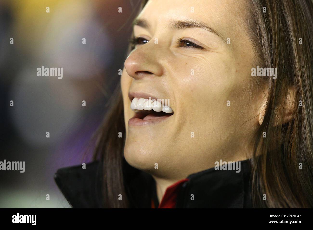 Race car driver Danica Patrick is seen on the starting grid prior to ...